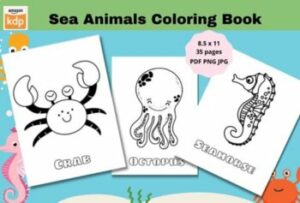 Free Sea Animals Coloring Book kdp interior | Made By Teachers