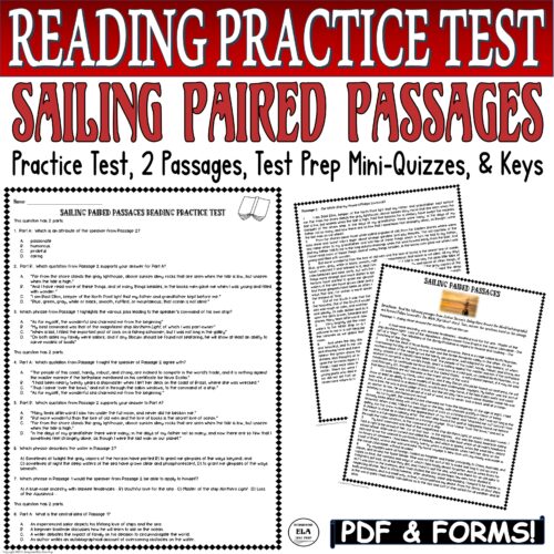 Reading PRACTICE TEST: Paired Passages with Questions Sailing Test Prep ...