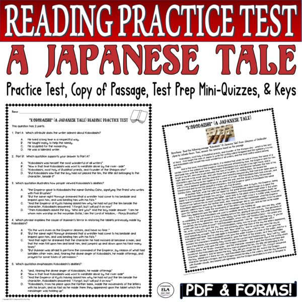 Reading Comprehension Passage and Questions Practice Test Informational ...
