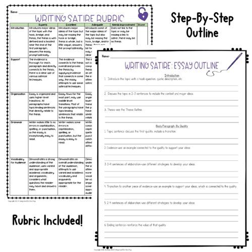 Creative Writing Project Writing Satire Pack Organizers Thesis Template ...