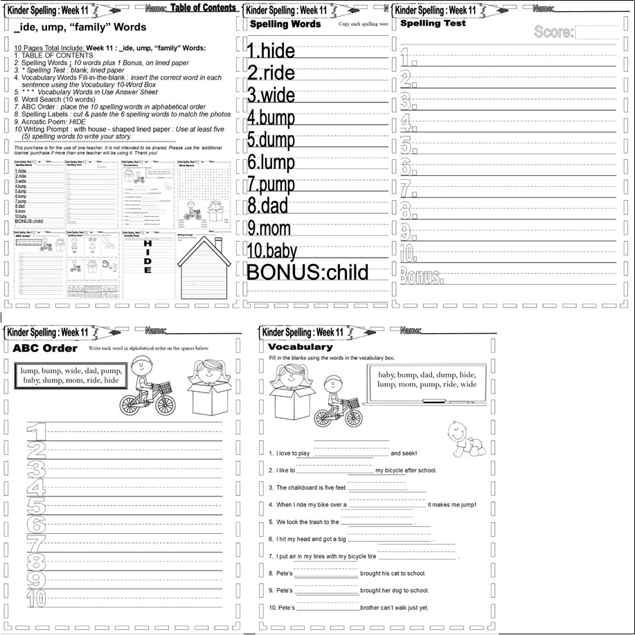 Kindergarten Spelling Worksheets Curriculum Week 11 | Made By Teachers
