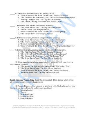 Grimms' Fairy Tales Unit Test and Answer Key (14 Short Stories Included ...