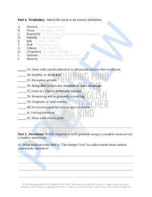 Grimms' Fairy Tales Unit Test and Answer Key (14 Short Stories Included ...