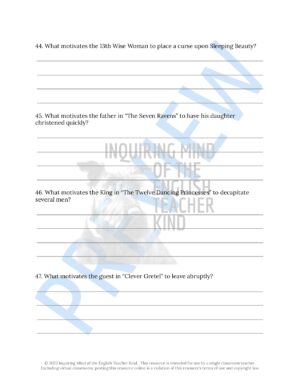 Grimms' Fairy Tales Unit Test and Answer Key (14 Short Stories Included ...