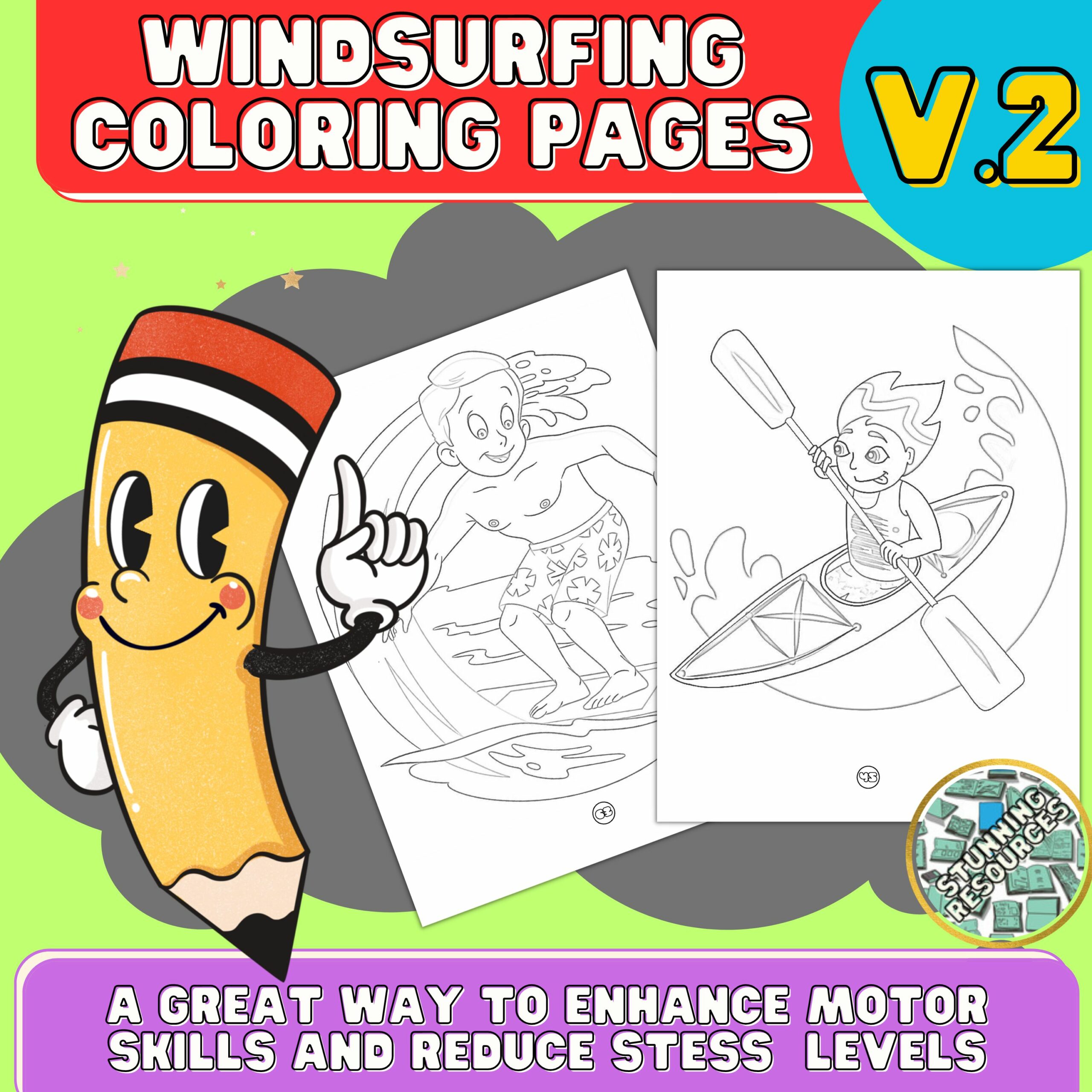 Windsurfing Coloring Pages V.2, Surfing Coloring Activities, Coloring ...