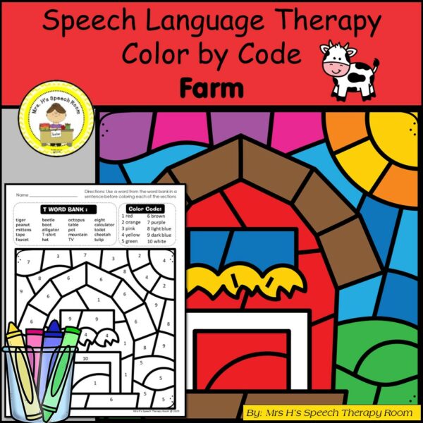 Farm Color by Code Speech Therapy | Made By Teachers