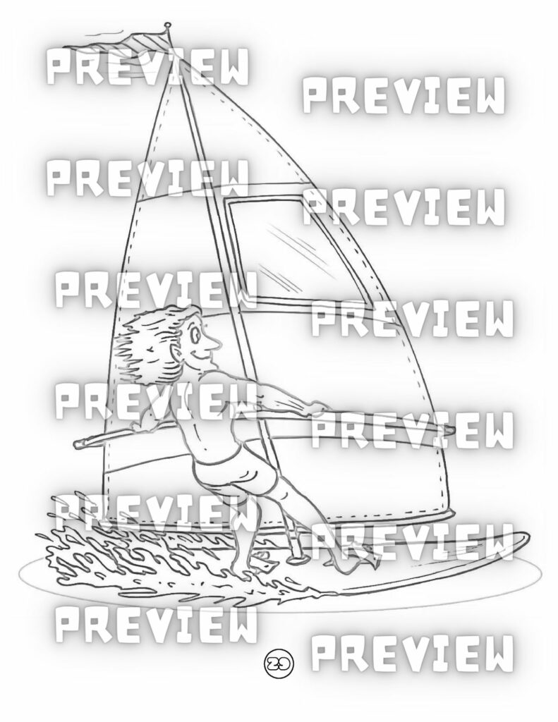 Windsurfing Coloring Pages V.1, Sea Style Coloring Activities, Coloring ...