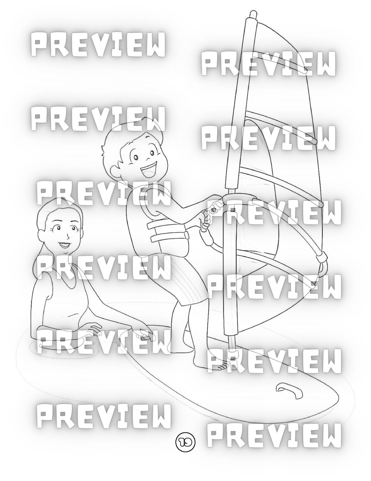 Windsurfing Coloring Pages V.1, Sea Style Coloring Activities, Coloring ...