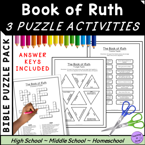 Book of Ruth Puzzle Pack: Bible Crossword, Timeline & Triangle Activity ...