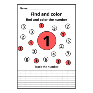 say find and color- Number Recognition Coloring Page- Color By Number 1 ...