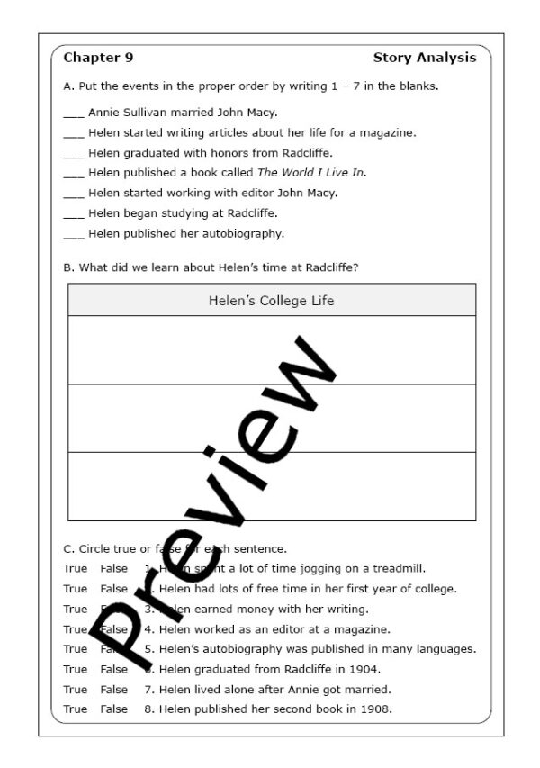 Gare Thompson "Who Was Helen Keller?" worksheets | Made By Teachers