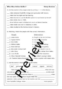 Gare Thompson "Who Was Helen Keller?" worksheets | Made By Teachers