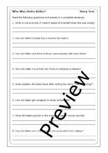 Gare Thompson "Who Was Helen Keller?" worksheets | Made By Teachers