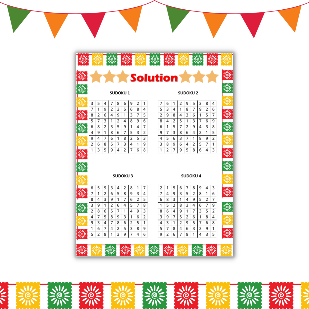 Printable Cinco De Mayo Sudoku Puzzles With Solutions - Fun May ...