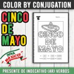 Cinco de Mayo Color By Conjugation Present AR Verbs | Made By Teachers