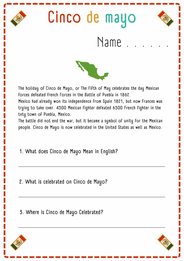 Cinco de Mayo Reading Comprehension Activity | Made By Teachers
