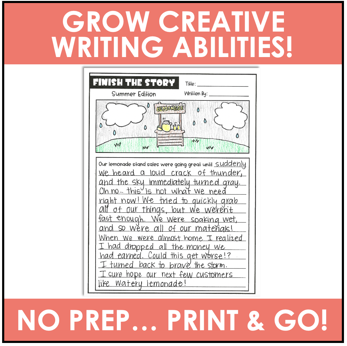 Summer Writing Prompts - Finish the Story Creative Writing for End of ...