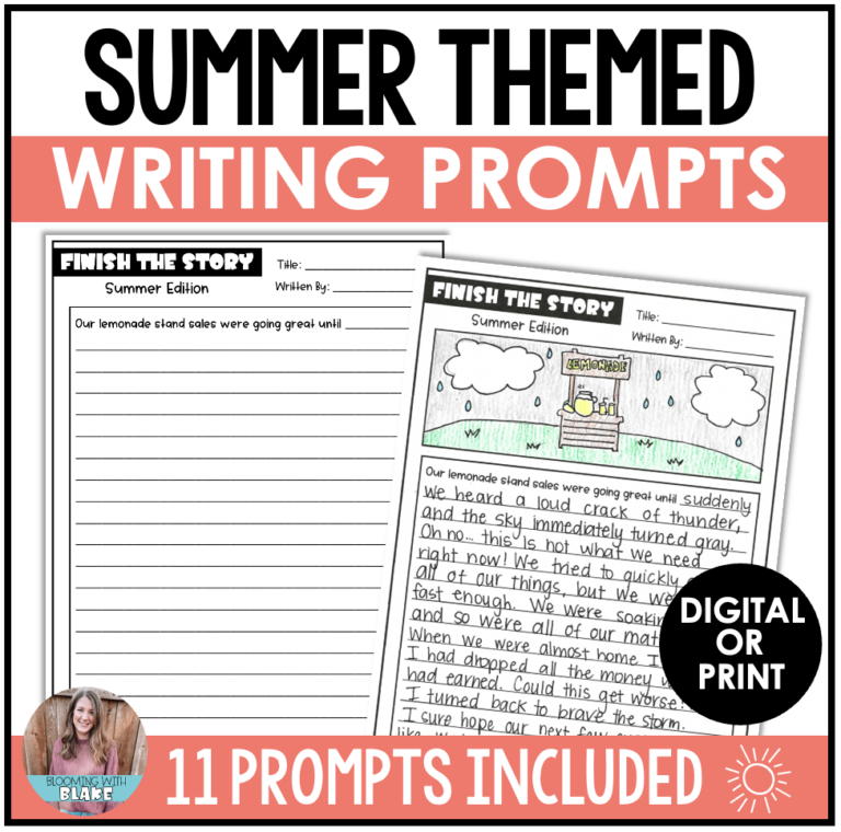 Summer Writing Prompts - Finish the Story Creative Writing for End of ...