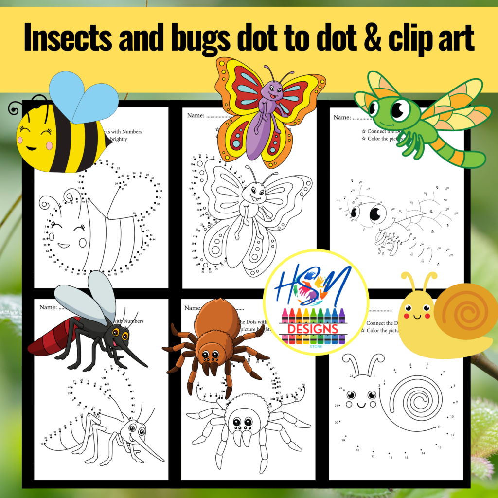 Insects and bugs dot to dot & clip art ﻿, Connect the dots - Spring ...