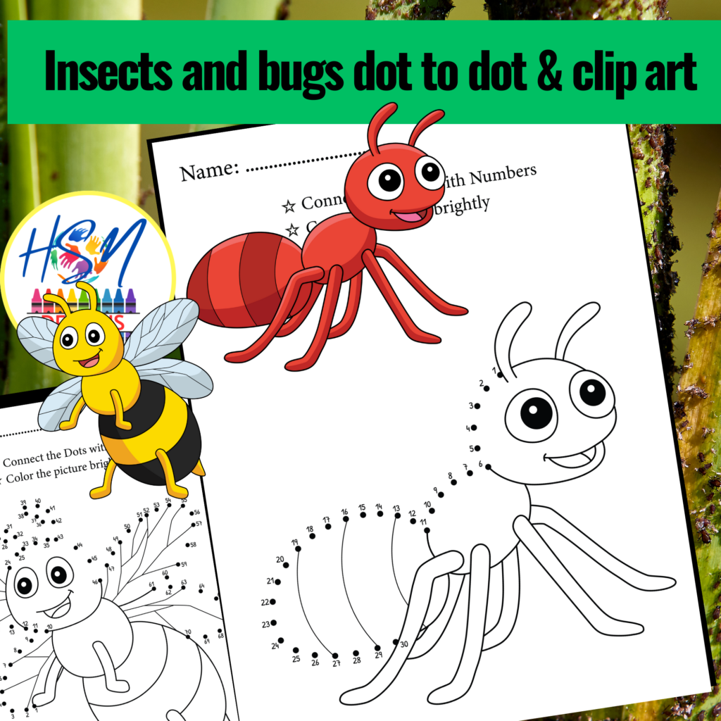 Insects and bugs dot to dot & clip art ﻿, Connect the dots - Spring ...