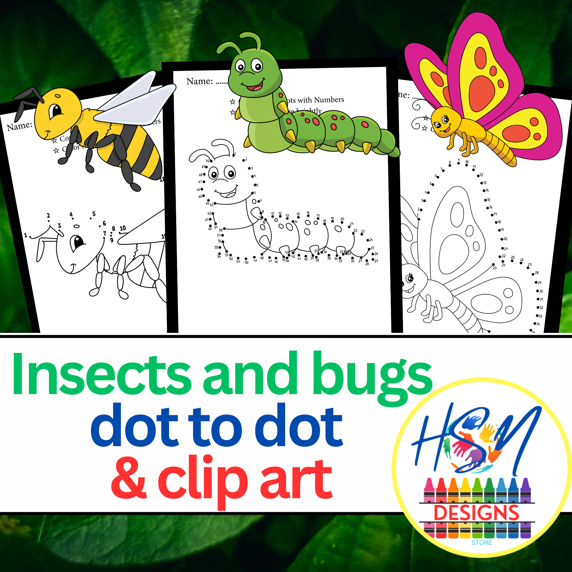 Insects And Bugs Dot To Dot Clip Art Connect The Dots Spring