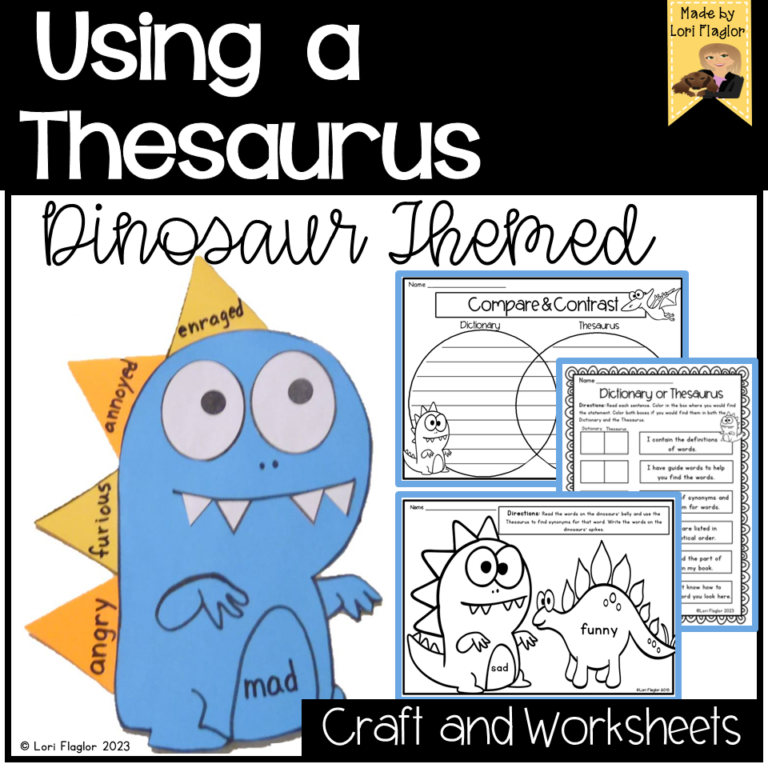Using a Thesaurus- Dinosaur Craft, Mini-Unit and Worksheets | Made By ...