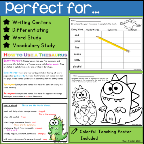 Using a Thesaurus- Dinosaur Craft, Mini-Unit and Worksheets | Made By ...