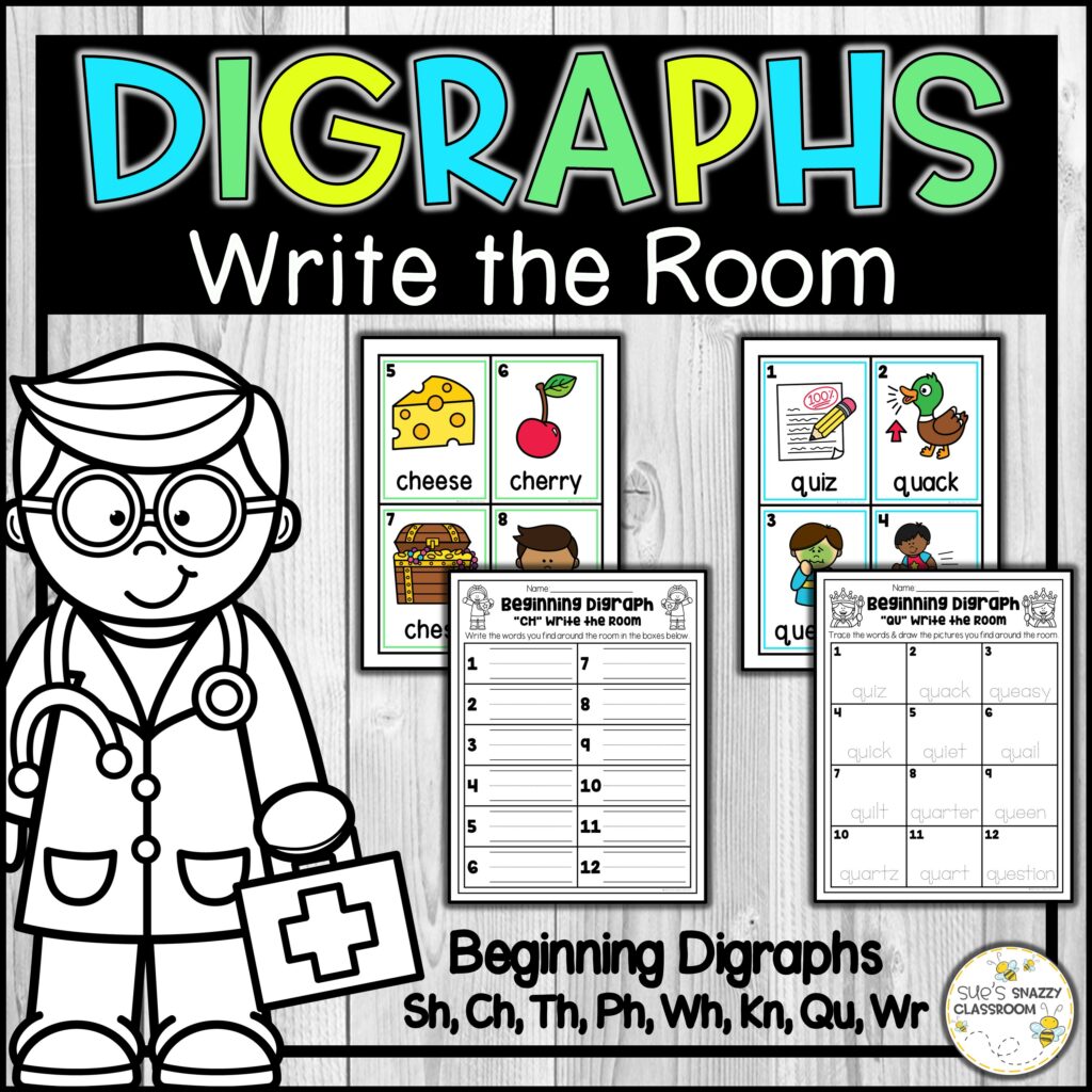 Beginning Digraph Write the Room Activities | Digraphs Writing Center ...