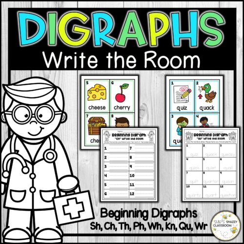 Beginning Digraph Write the Room Activities | Digraphs Writing Center ...