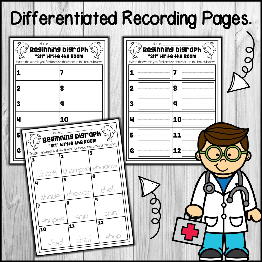 Beginning Digraph Write the Room Activities | Digraphs Writing Center ...