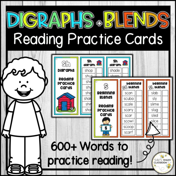 Digraph and Blends - Reading Practice and Fluency Cards - Word Review ...