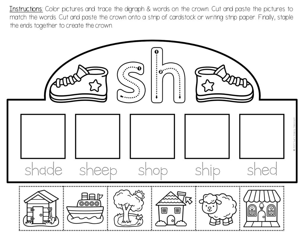 Digraph Crowns Activity | Digraph Cut and Paste Activity | Made By Teachers