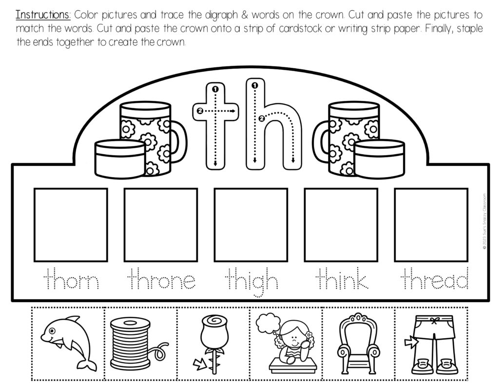 Digraph Crowns Activity | Digraph Cut and Paste Activity | Made By Teachers