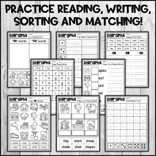 Beginning and Ending Digraph Practice Worksheets | No-Prep Phonics ...