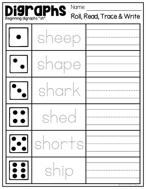 Beginning and Ending Digraph Practice Worksheets | No-Prep Phonics ...