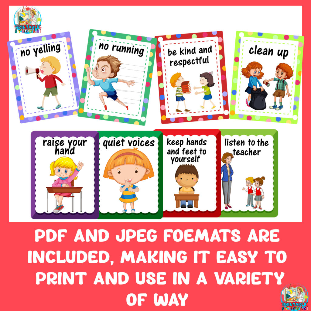 23 Classroom and school Rules Flashcards and Display Labels for kids ...
