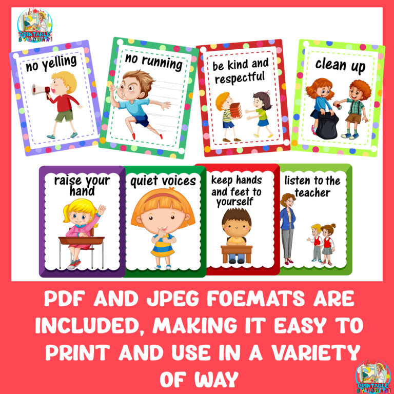 23 Classroom and school Rules Flashcards and Display Labels for kids ...