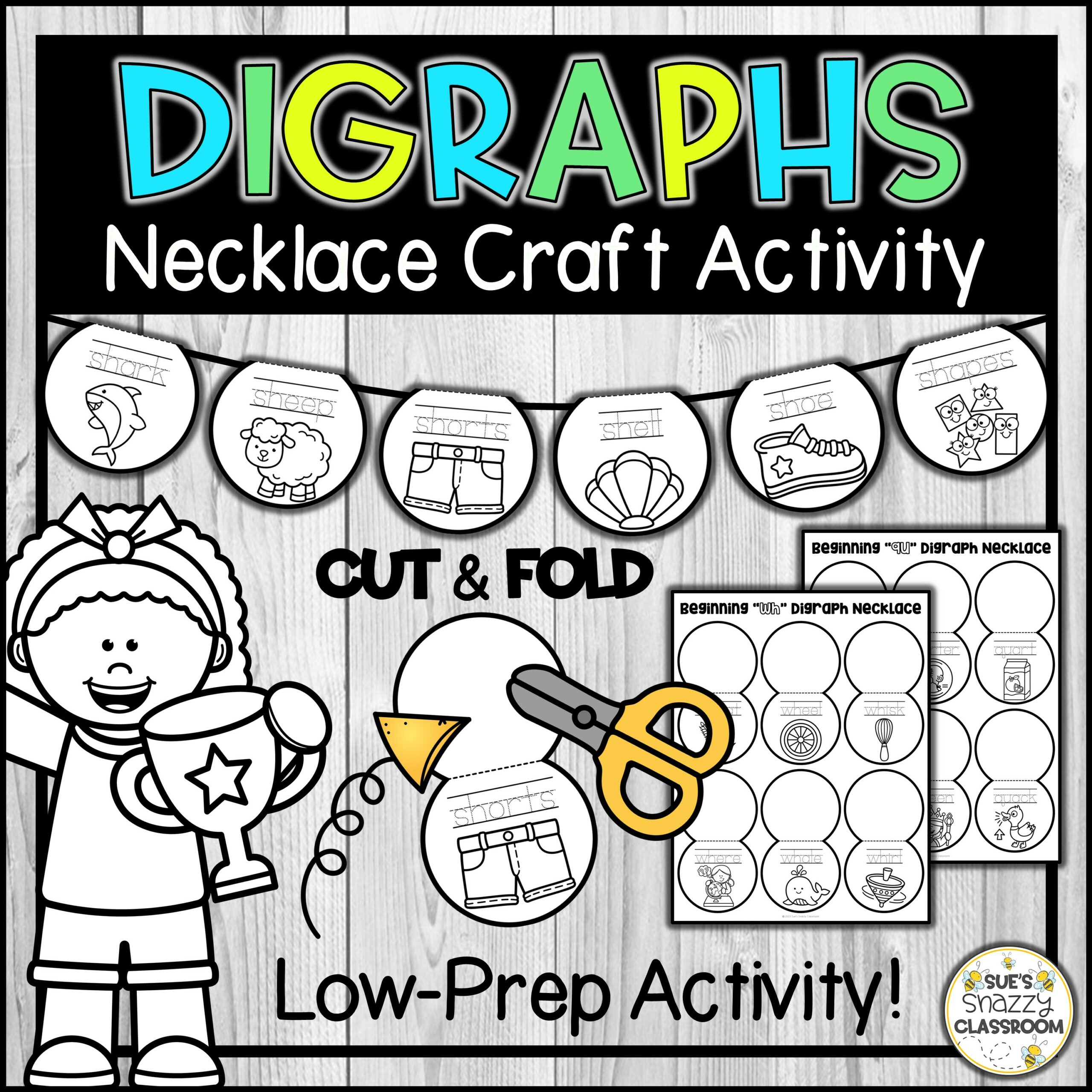 Beginning Digraph Necklace Craft | Digraph Practice Activity | Made By ...