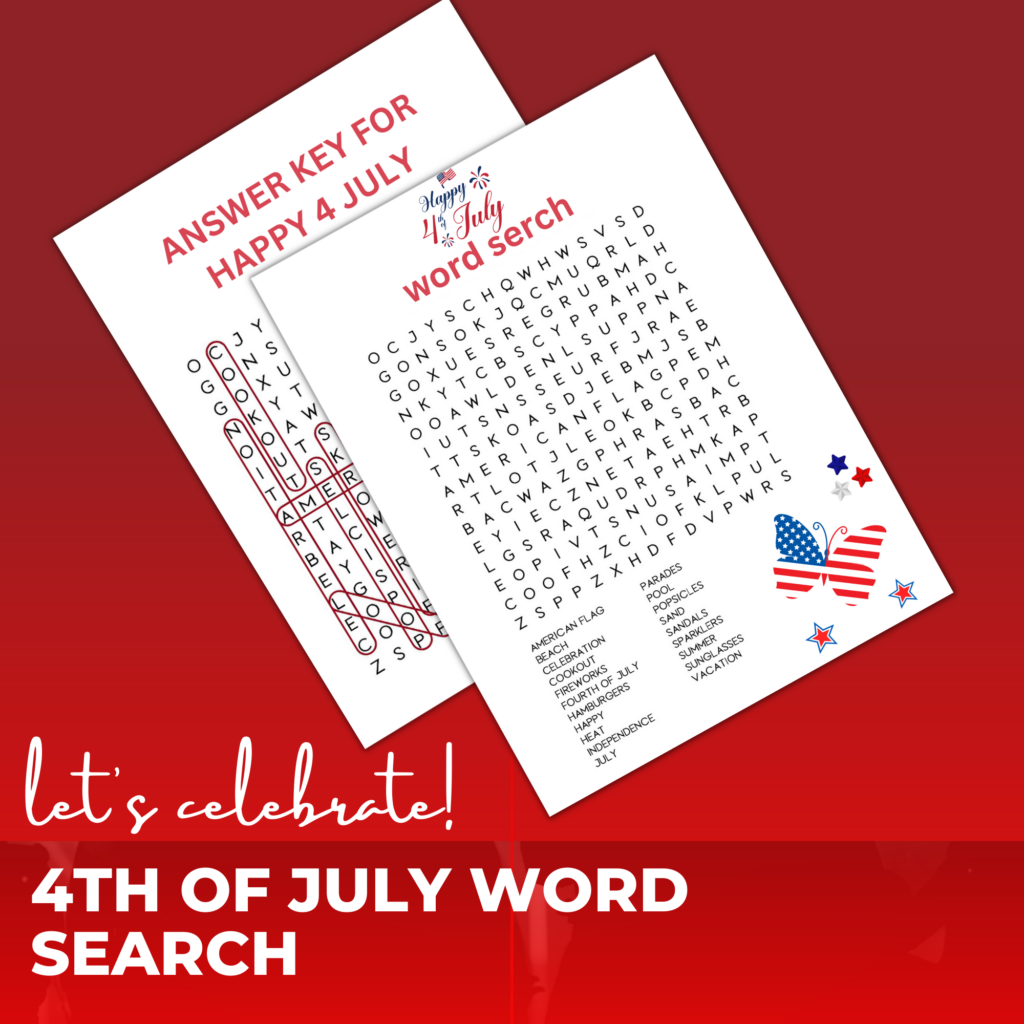 Happy 4 TH JULY WORD SEARCH | Made By Teachers