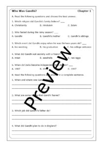 Meachen Rau "Who Was Gandhi?" worksheets | Made By Teachers