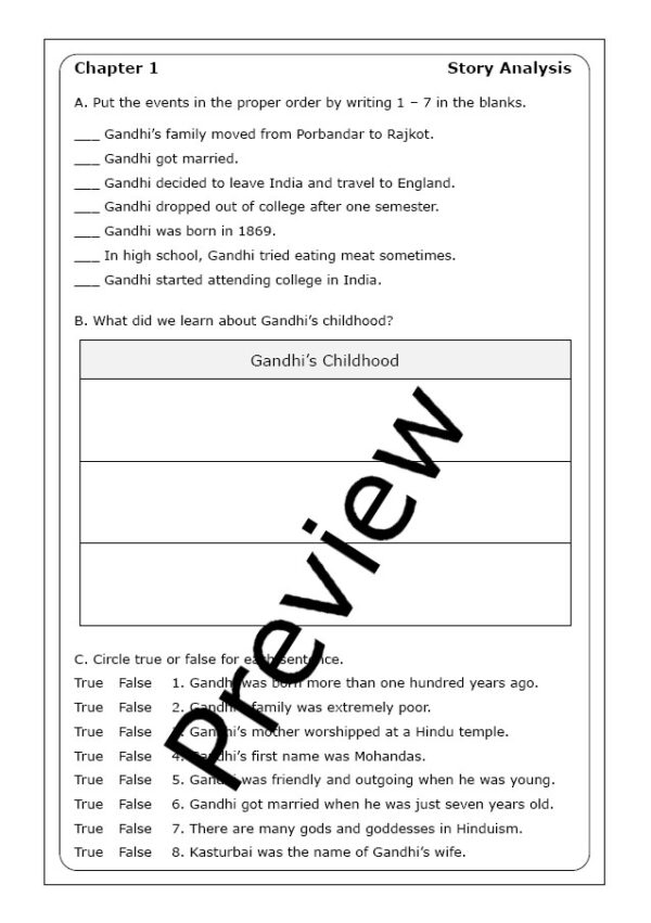 Meachen Rau "Who Was Gandhi?" worksheets | Made By Teachers