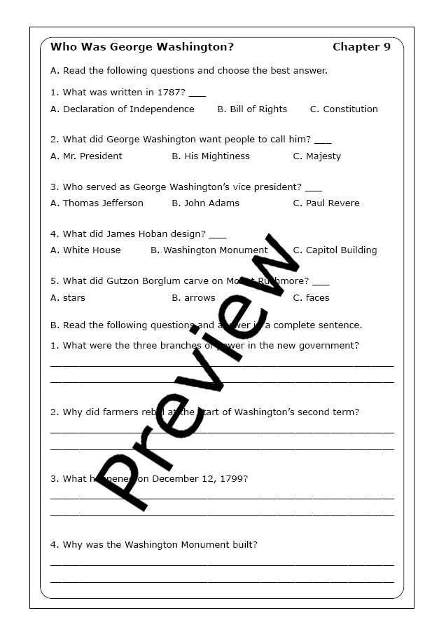 Roberta Edwards "Who Was George Washington?" worksheets | Made By Teachers