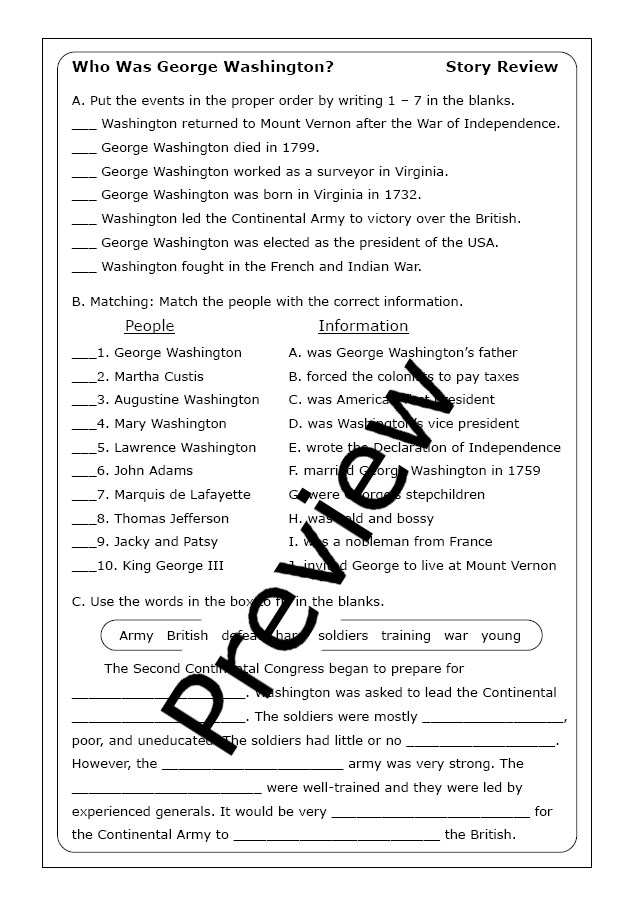 Roberta Edwards "Who Was George Washington?" worksheets | Made By Teachers