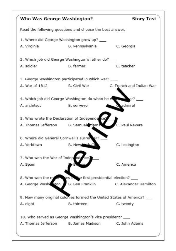 Roberta Edwards "Who Was George Washington?" worksheets | Made By Teachers
