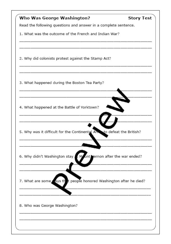 Roberta Edwards "Who Was George Washington?" worksheets - Made By Teachers