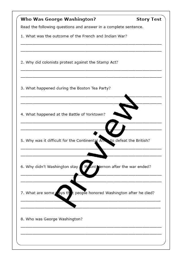 Roberta Edwards "Who Was George Washington?" worksheets | Made By Teachers