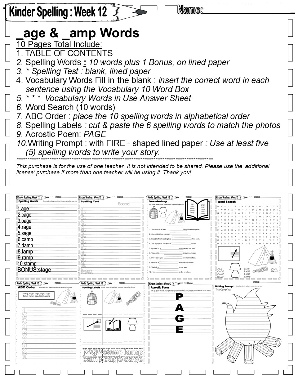 Kindergarten Spelling Worksheets Curriculum Week 12 | Made By Teachers