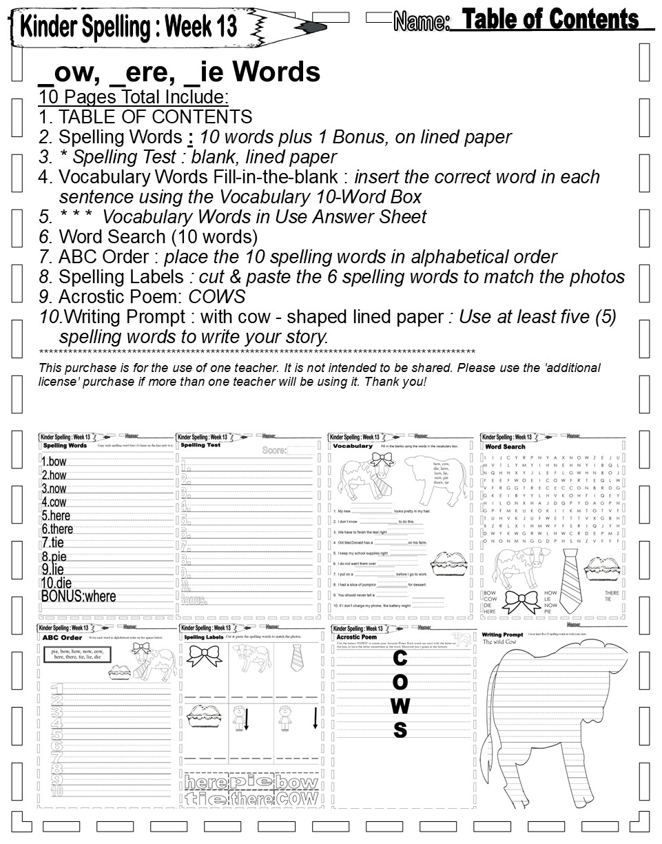 Kindergarten Spelling Worksheets Curriculum Week 13 | Made By Teachers