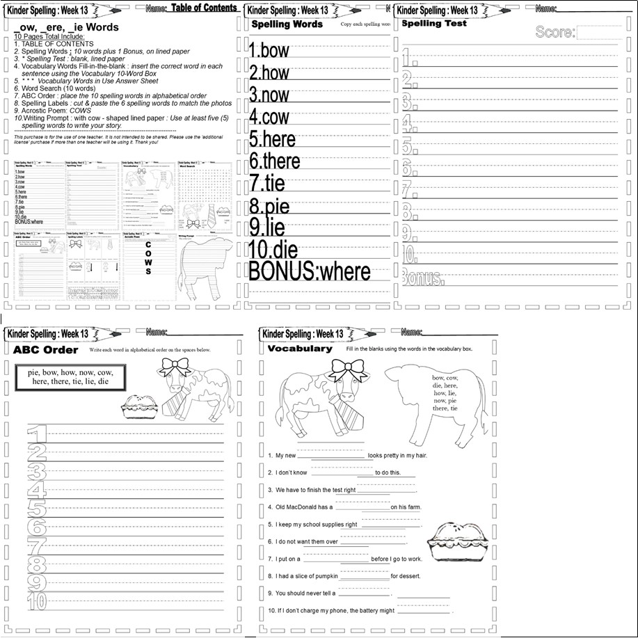 Kindergarten Spelling Worksheets Curriculum Week 13 | Made By Teachers