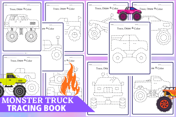 Revving Up Learning Fun: Monster Truck Tracing Activity for Kids | Made ...